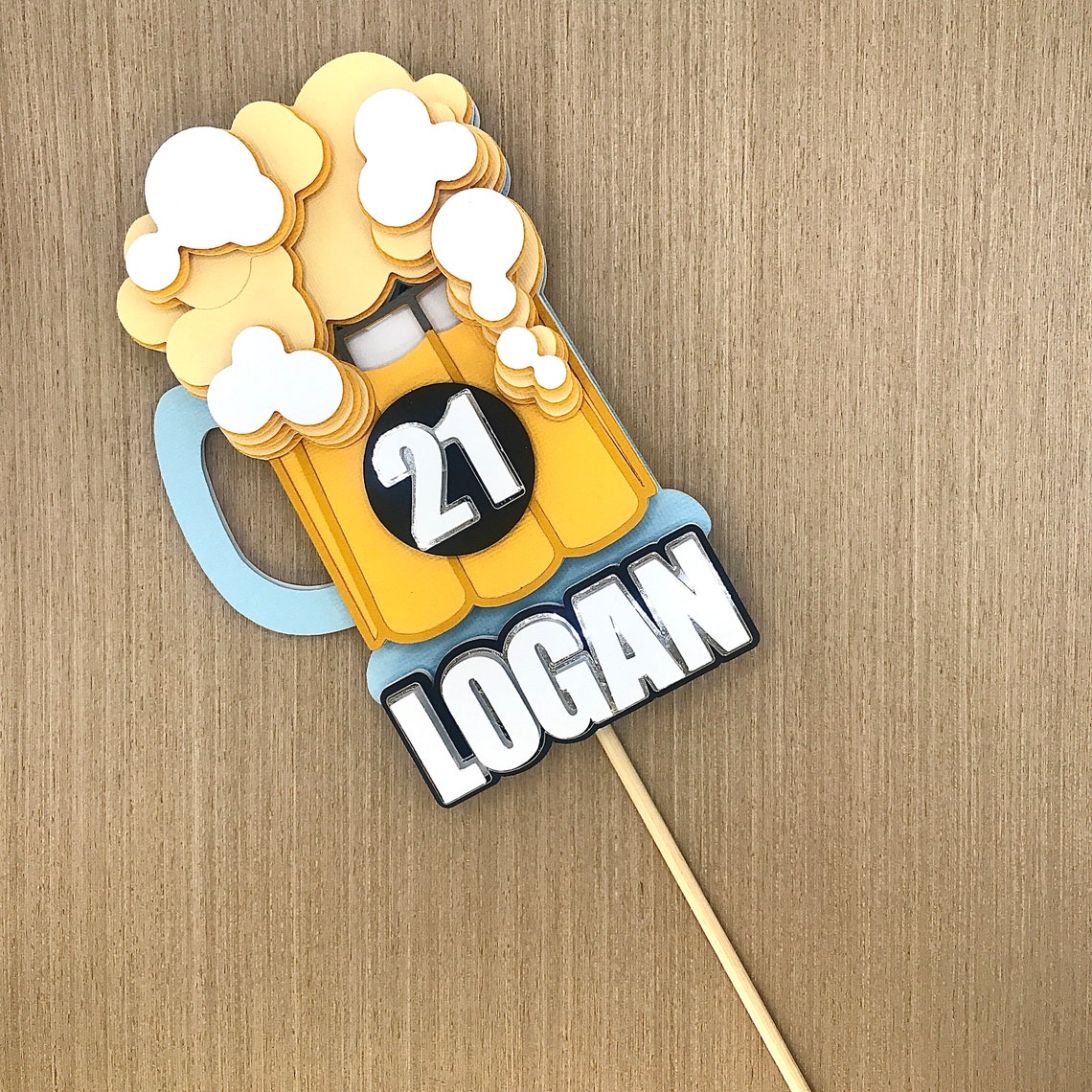 Beer Cake Topper | 21st Birthday Cake Topper | Happy Birthday Cake ...