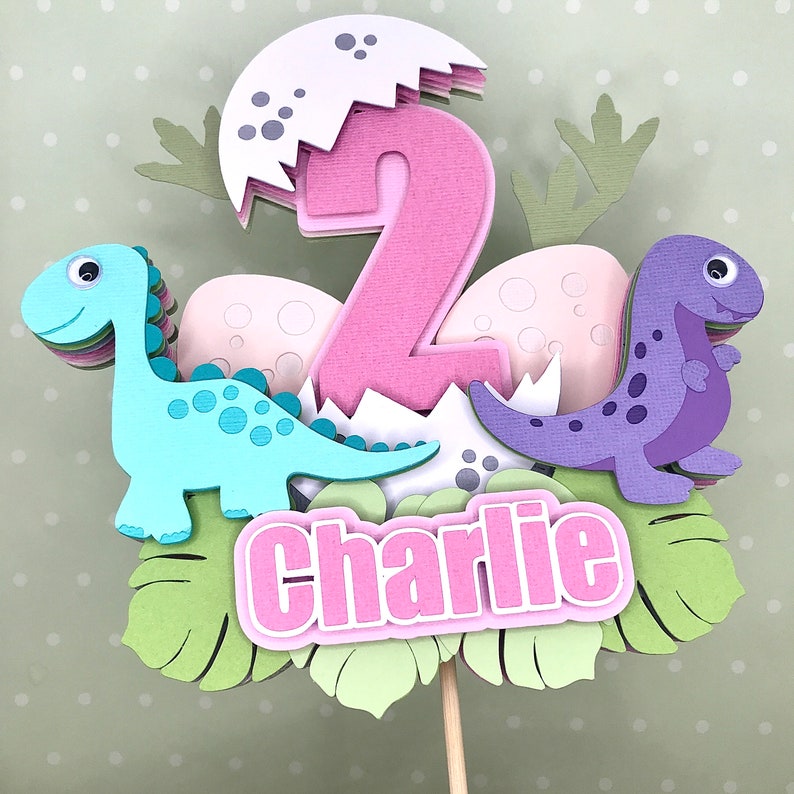 Pink Dinosaur Cake Topper Birthday Cake Topper Jurassic - Etsy