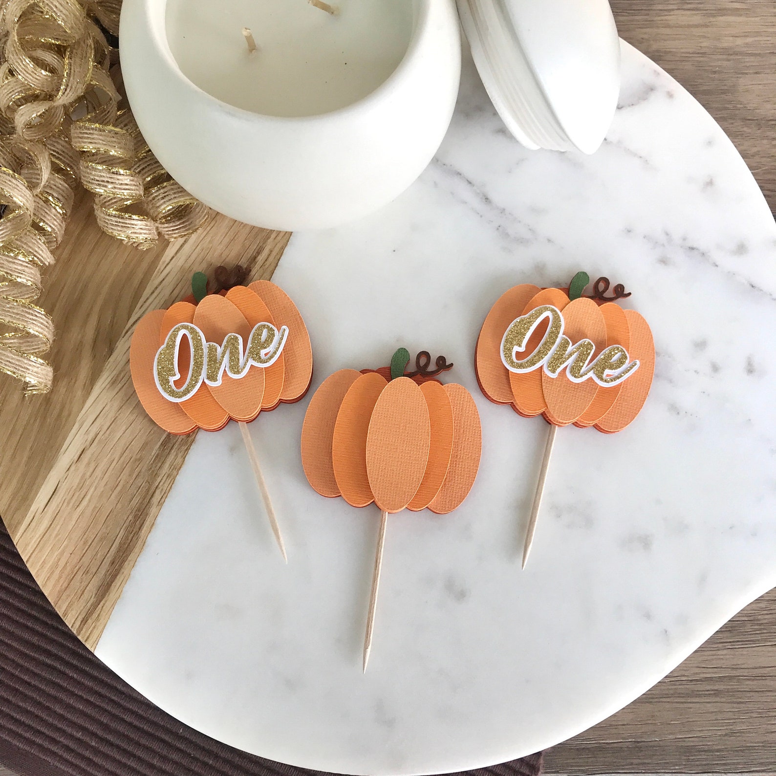 Pumpkin Cupcake Toppers Fall Baby Shower Fall Birthday - Etsy
