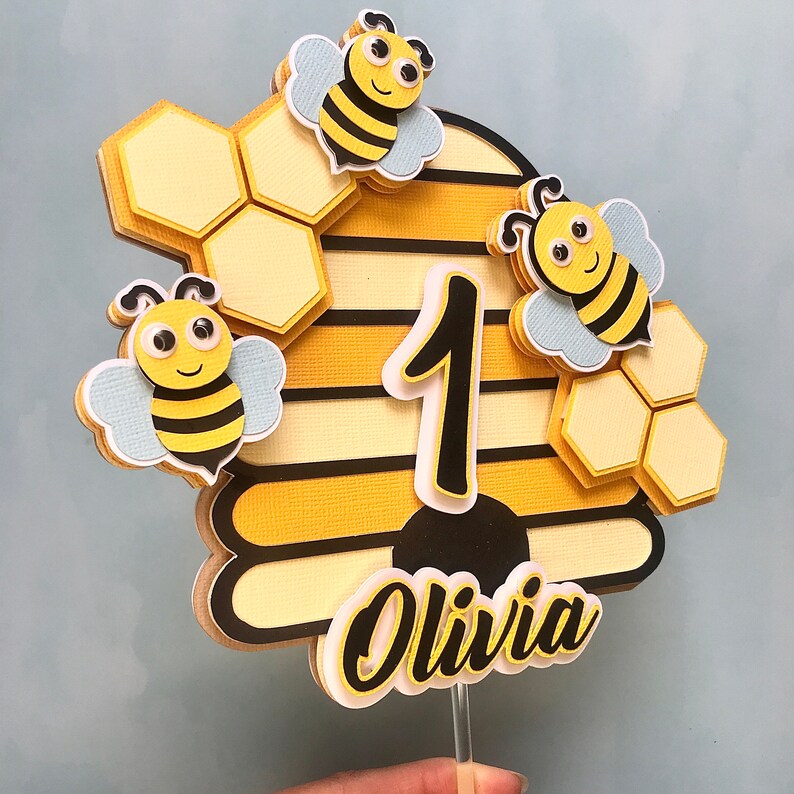 Bee Cake Topper Bee Birthday Party Decor Happy Bee Day | Etsy