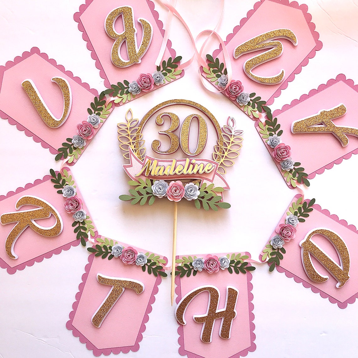 Floral Birthday Cake Topper Birthday Cake Topper Girly - Etsy
