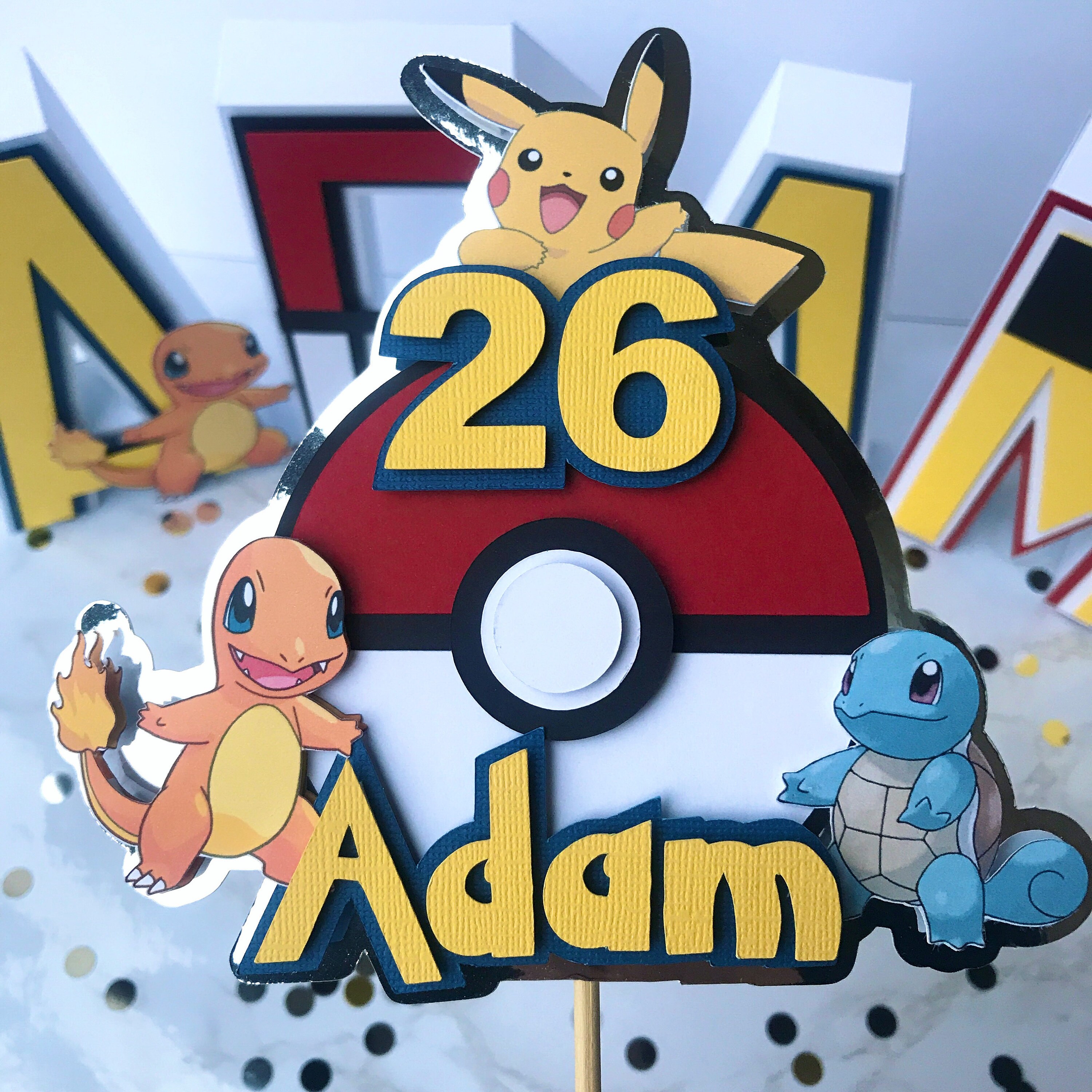 Pokemon Cake Topper | Pikachu Inspired Birthday | Pikachu Cake Topper ...