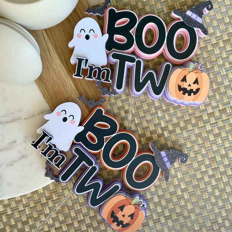 Boo I'm Two Cake Topper Halloween Cake Topper Birthday - Etsy