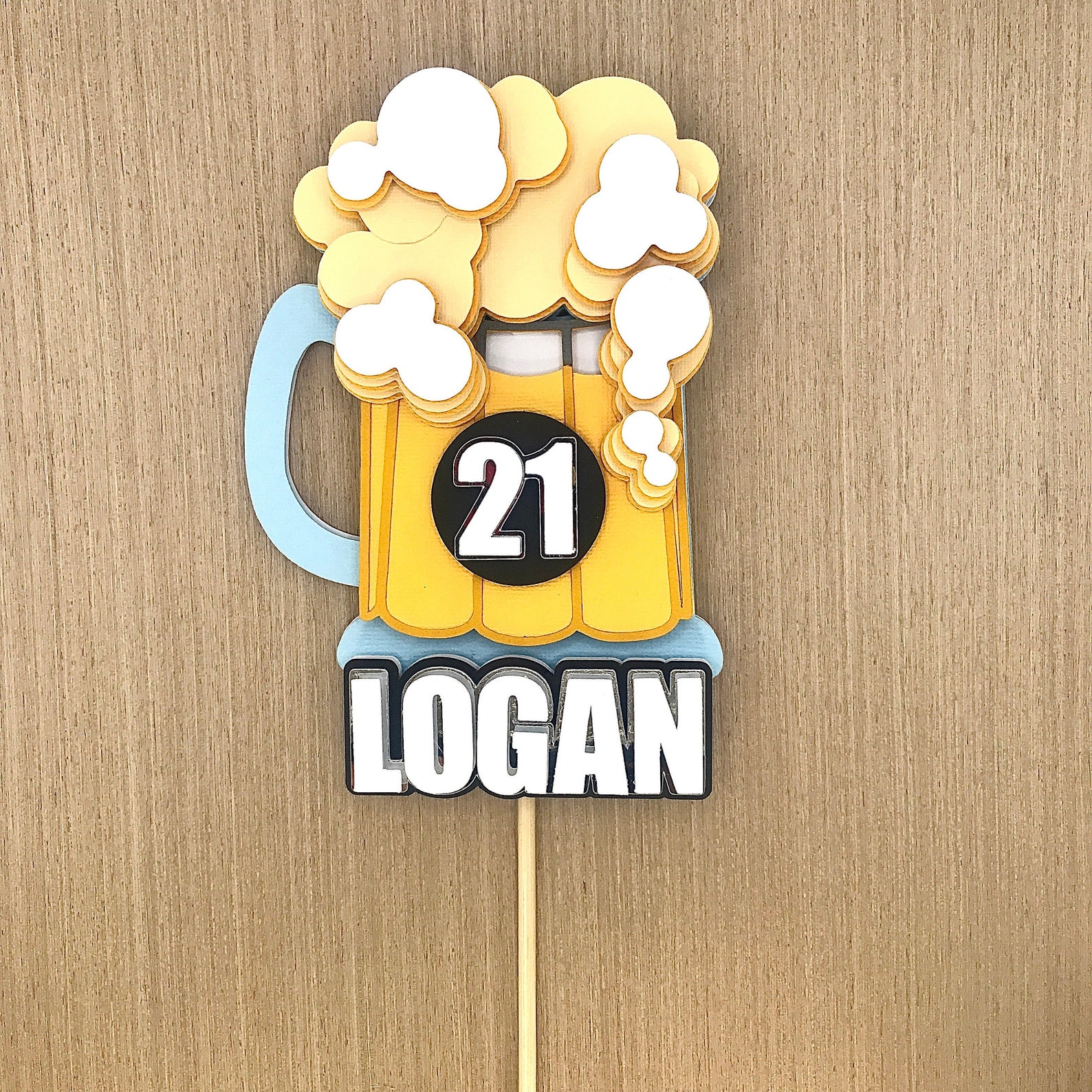 Beer Cake Topper 21st Birthday Cake Topper Happy Birthday | Etsy