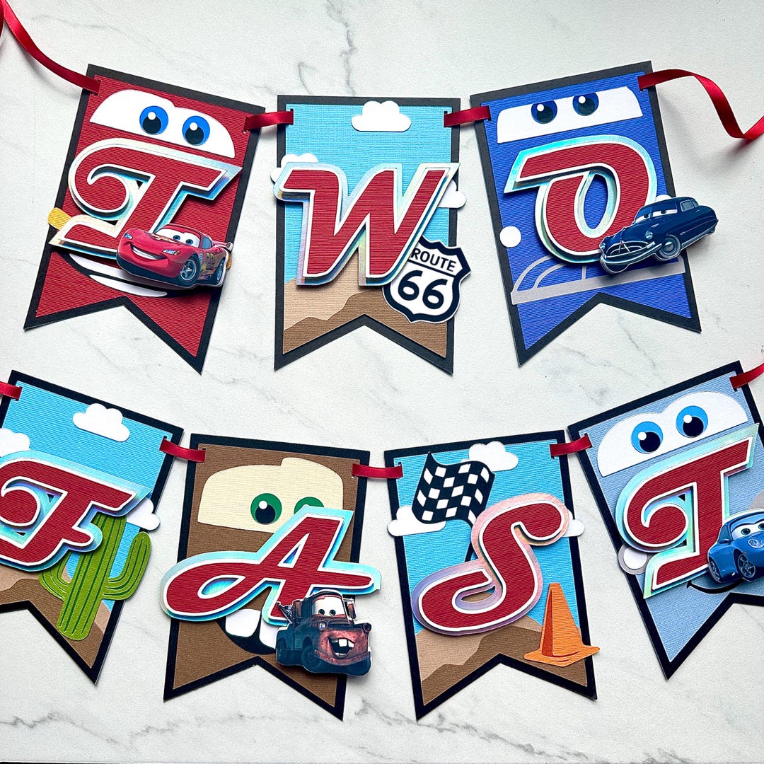Cars Themed Birthday Banner | Lightning Mcqueen Party Banner | Race Car ...