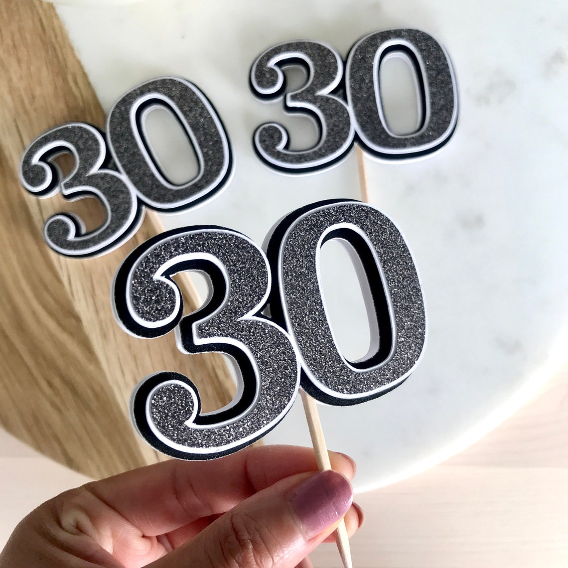 Glitter Number Cupcake Toppers Custom Age Party Picks 30th - Etsy