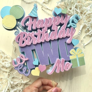 Happy Birthday Cake Topper Happy Birthday Two Me Cake Topper - Etsy