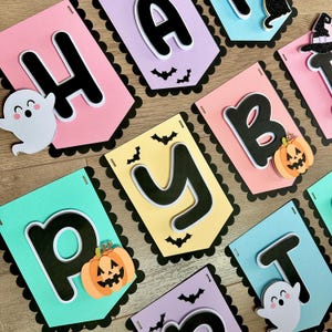 Spooky One Pastel Halloween Party Banner | Happy Birthday Banner ...