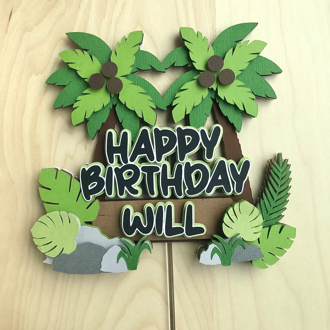 Jungle Themed Cake Topper | Safari Birthday Cake Topper | Happy ...