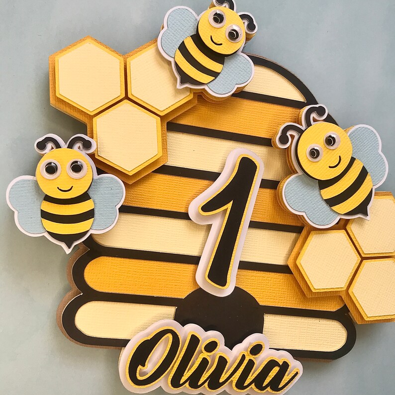 Bee Cake Topper Bee Birthday Party Decor Happy Bee Day | Etsy