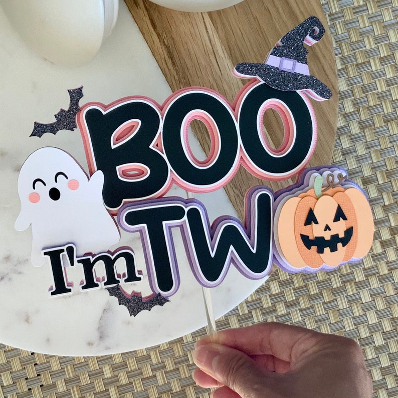 Boo I'm Two Cake Topper Halloween Cake Topper Birthday - Etsy