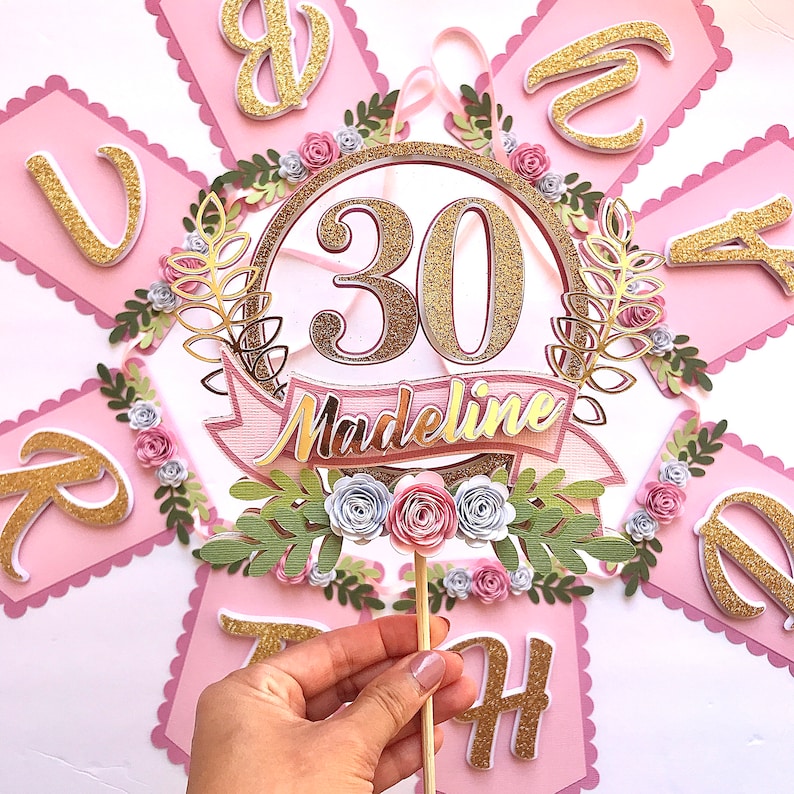 Floral Birthday Cake Topper | Birthday Cake Topper | Girly Birthday ...
