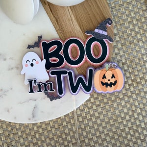Boo I'm Two Cake Topper | Halloween Cake Topper | Birthday Cake Topper ...