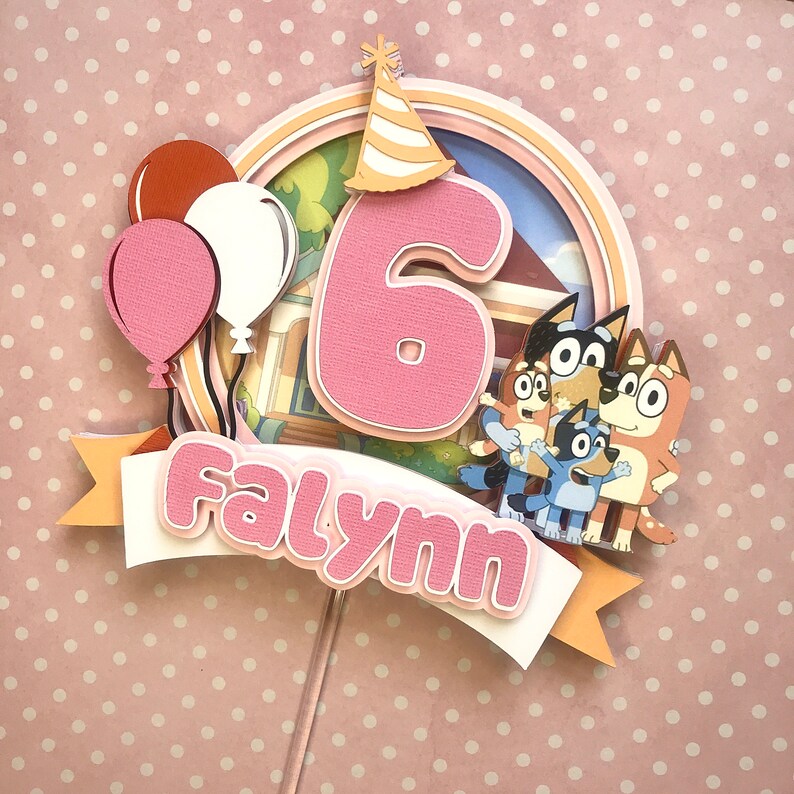 Bluey Cake Topper Girly Bluey Pink Bluey Cake Topper | Etsy