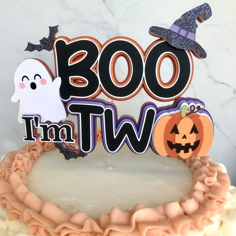 Boo I'm Two Cake Topper Halloween Cake Topper Birthday - Etsy