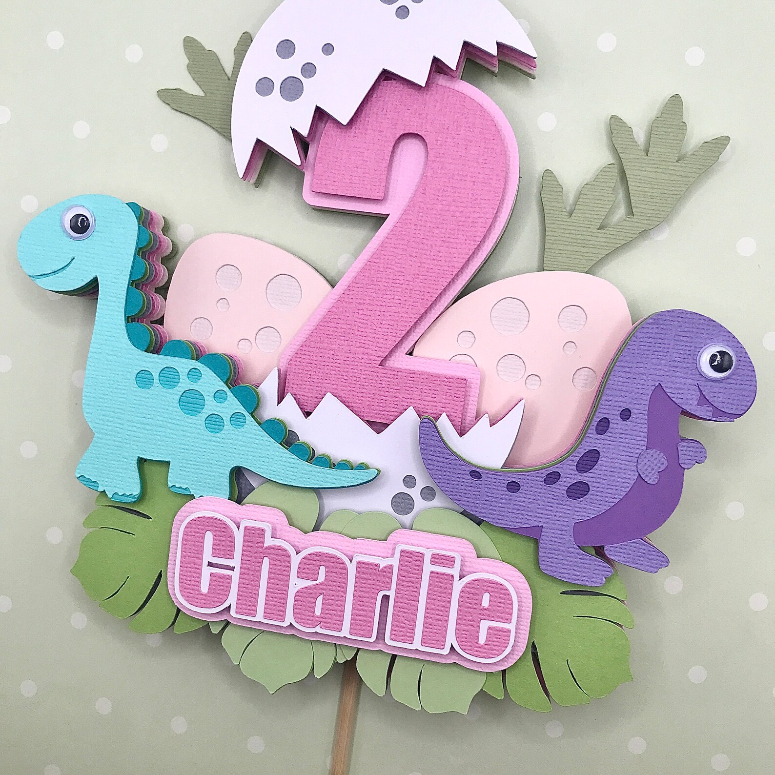 Pink Dinosaur Cake Topper Birthday Cake Topper Jurassic - Etsy