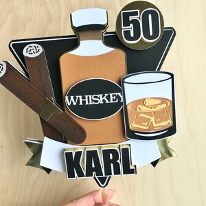 Whiskey and Cigar Cake Topper | Whiskey Cake Topper | Cigar Cake Topper ...