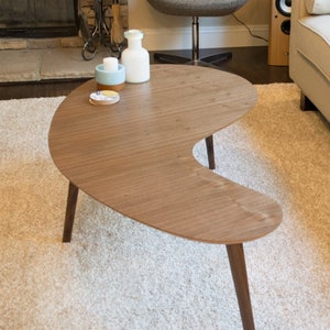 Mid Century Modern Coffee Table Kidney Bean Walnut Large - Etsy