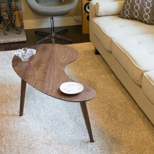 Kidney Bean Coffee Table - Medium Size, Walnut Hardwood - Etsy