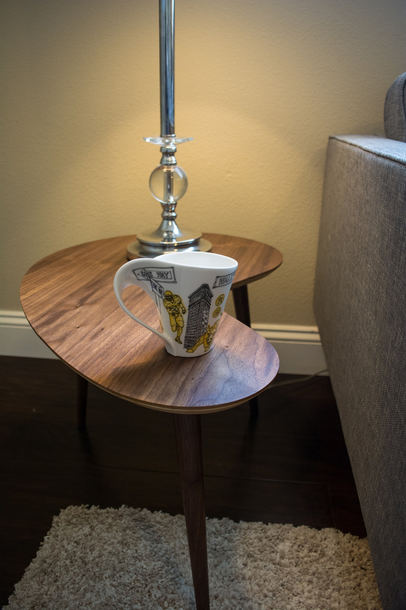 Walnut Kidney Bean Side Table - Mid Century Modern - Etsy