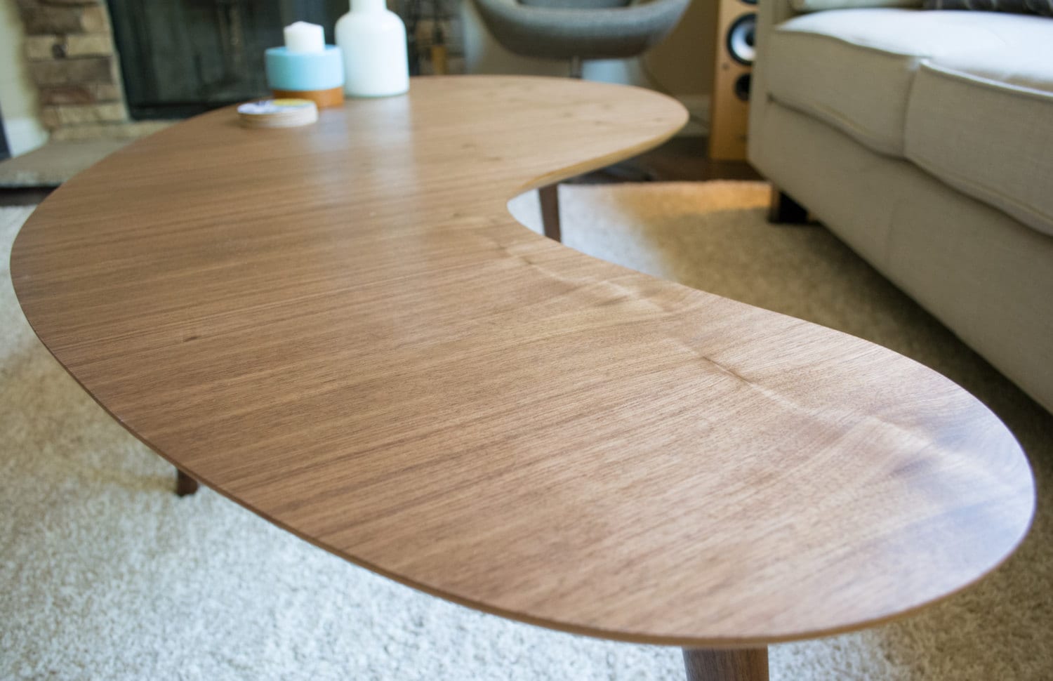 Mid Century Modern Coffee Table Kidney Bean Walnut Large | Etsy