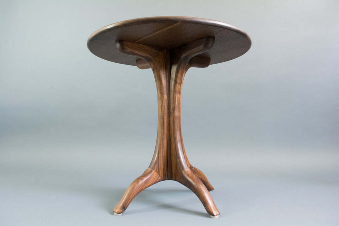 Walnut Round Side / End Table round Walnut Side Table, Modern Side ...