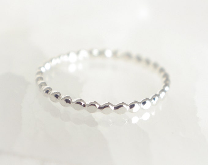 Bubble Band Simple Hammered Beaded Wire Solid Sterling Silver 92.5 Ring ...