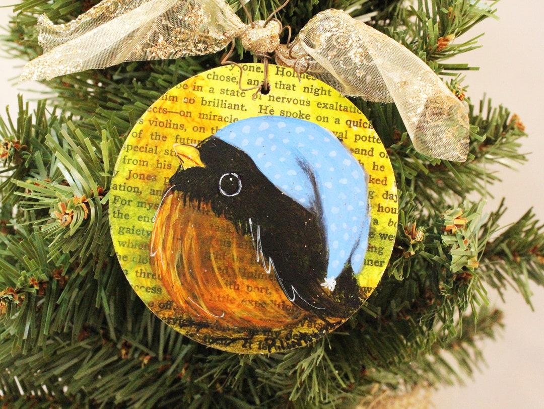 Fat Robin Ornament Hand Painted Baby Robin Original - Etsy