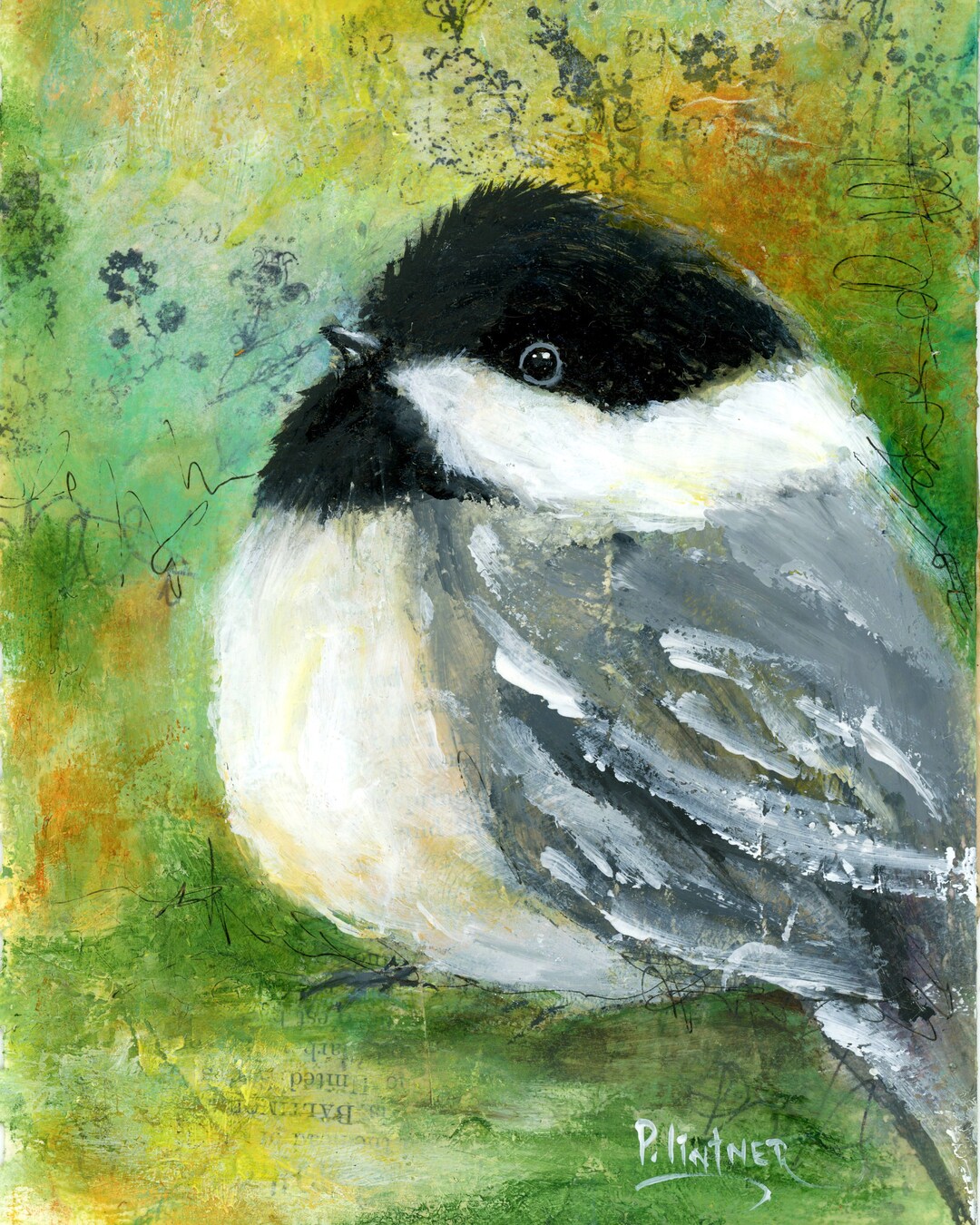 Fat Chickadee Fat Bird Art Print by Patricia Lintner - Etsy
