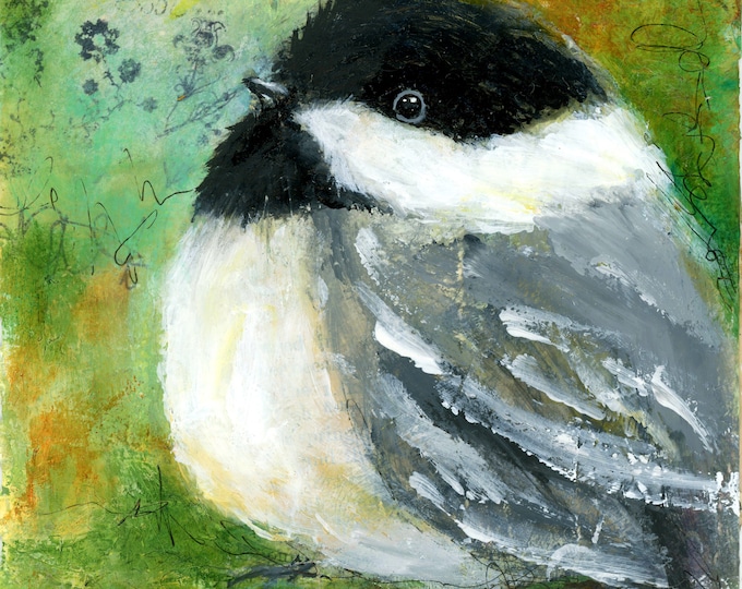 Fat Chickadee Fat Bird Art Print by Patricia Lintner - Etsy