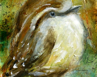 Fat Chickadee Fat Bird Art Print by Patricia Lintner | Etsy