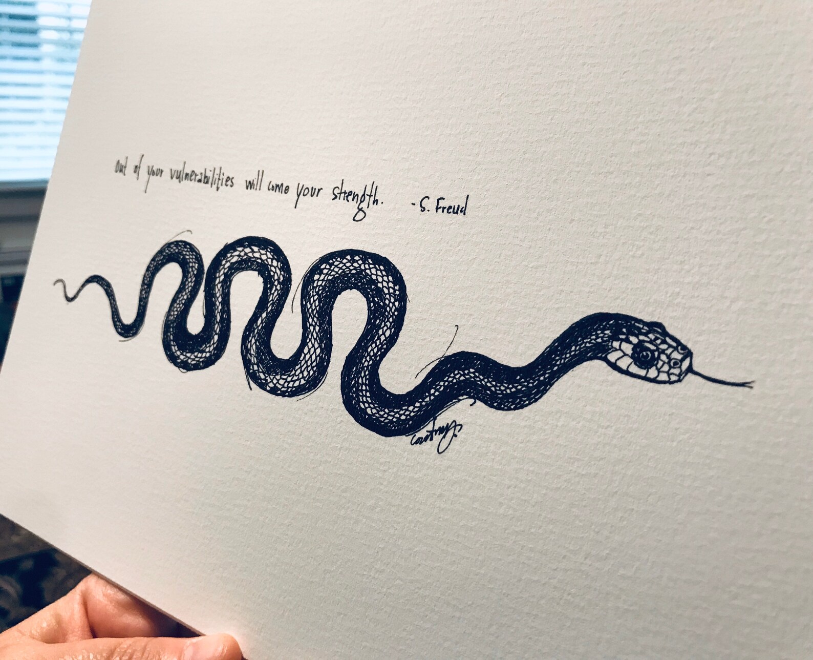 Snake ink illustration Out of your vulnerabilities will come | Etsy