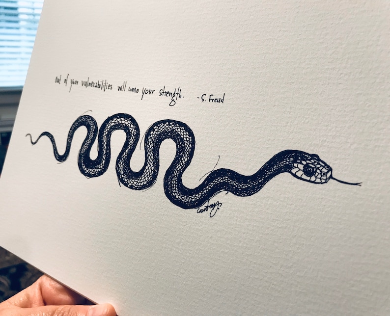 Snake ink illustration Out of your vulnerabilities will come | Etsy