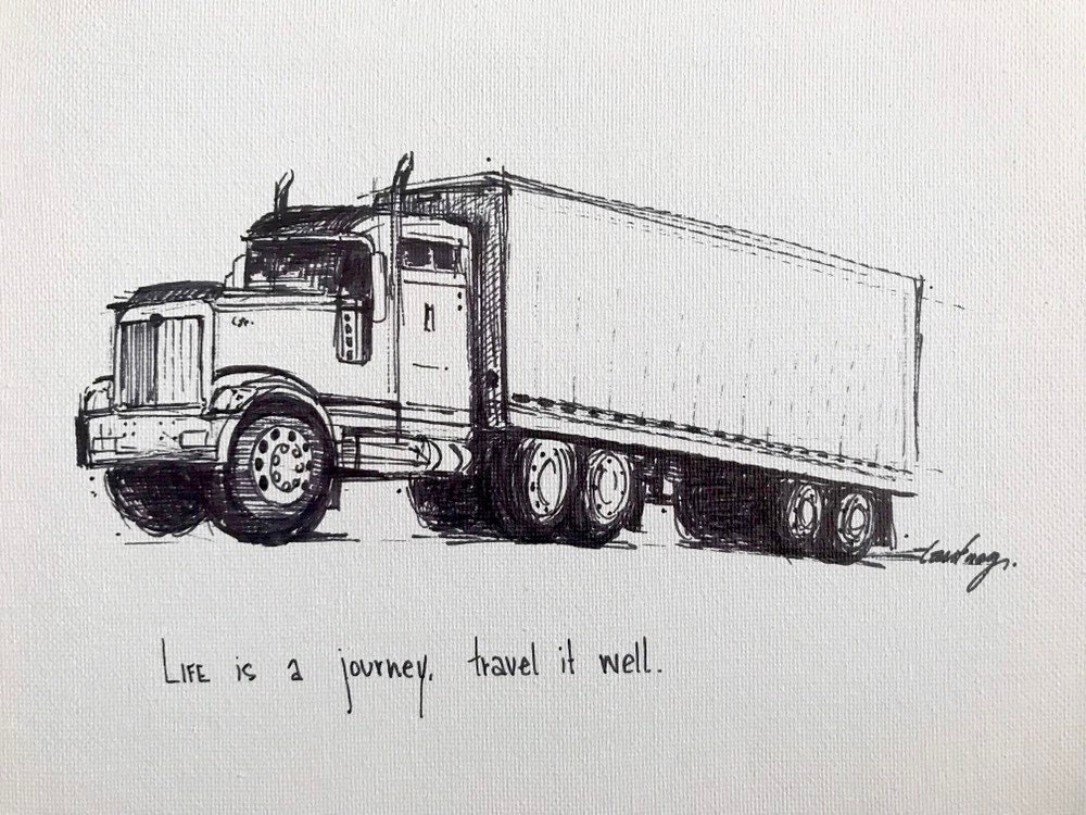 18 Wheeler Drawing