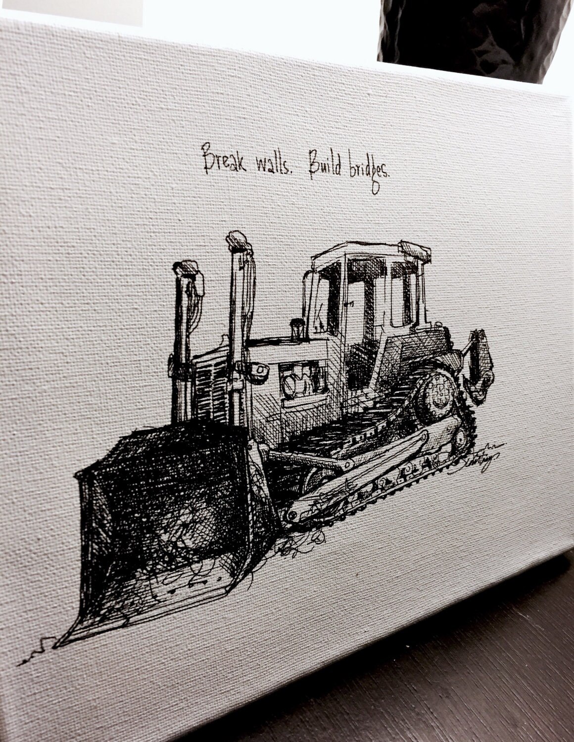 Construction Trucks, Bulldozer "break Walls. Build Bridges." 8x10 ...