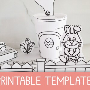Easter Bunny Paper House Printable Activity for Kids, Easter Craft ...