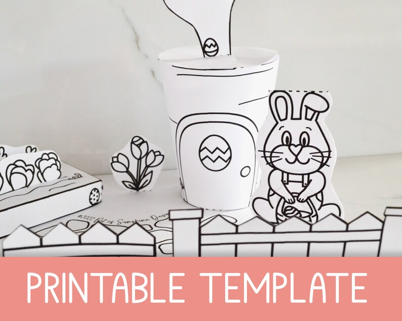 Easter Bunny Paper House Printable Activity for Kids, Easter Craft ...