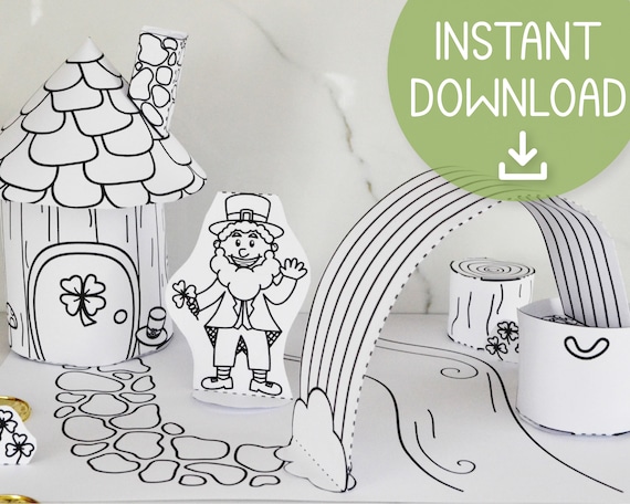 Leprechaun Paper House Printable Activity for Kids St. | Etsy