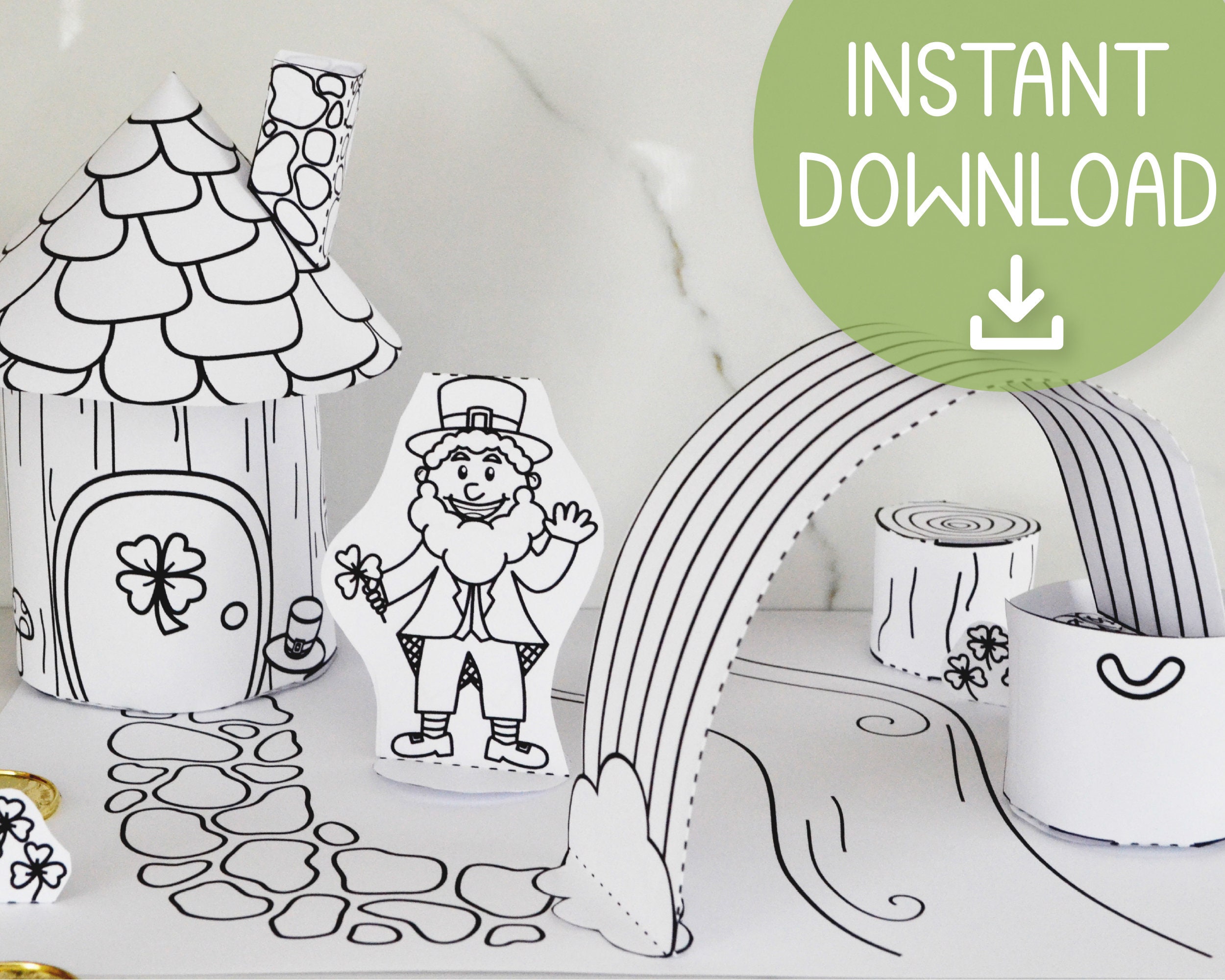 Leprechaun Paper House Printable Activity for Kids, St. Patrick’s Day ...