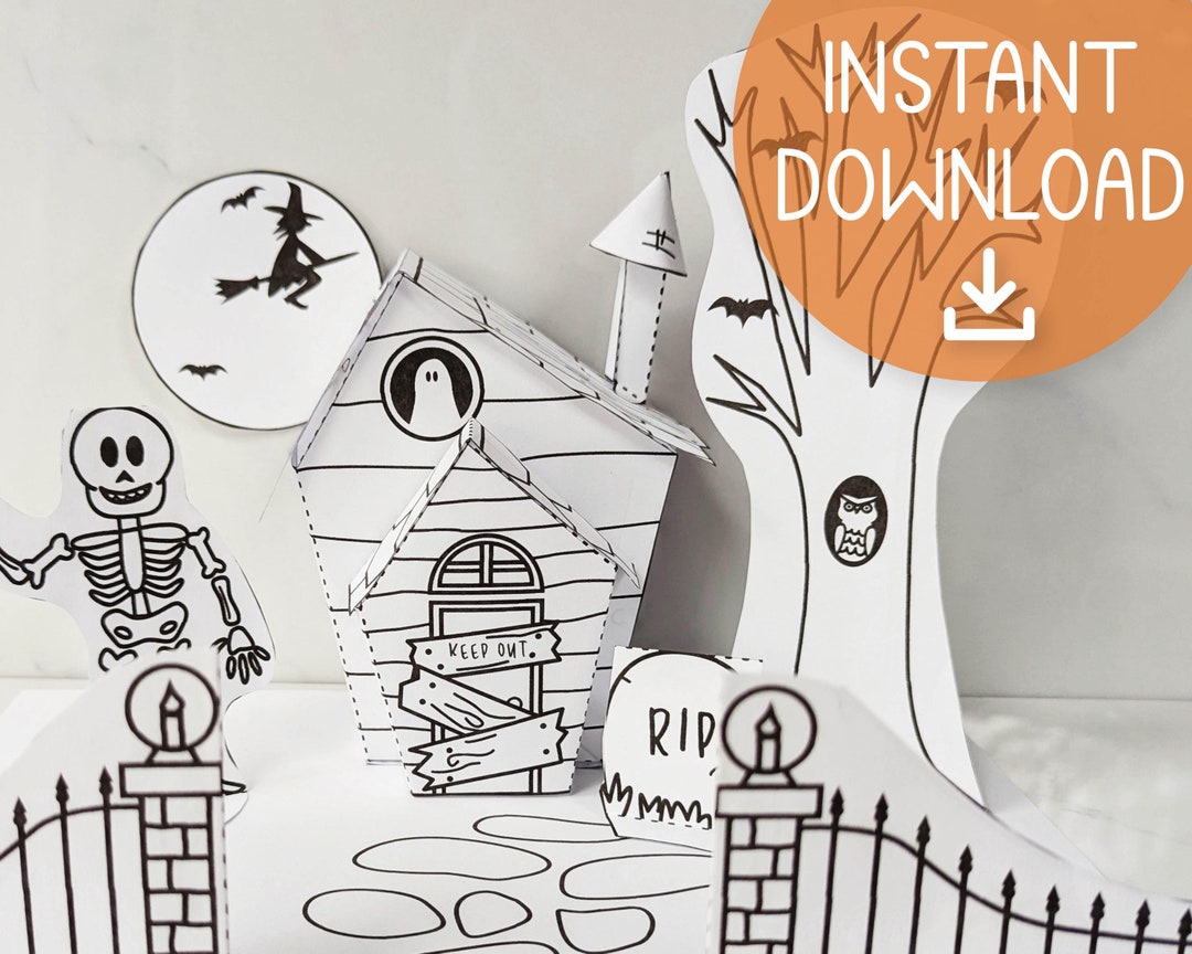 Paper Haunted House Printable Activity for Kids | Halloween - Etsy