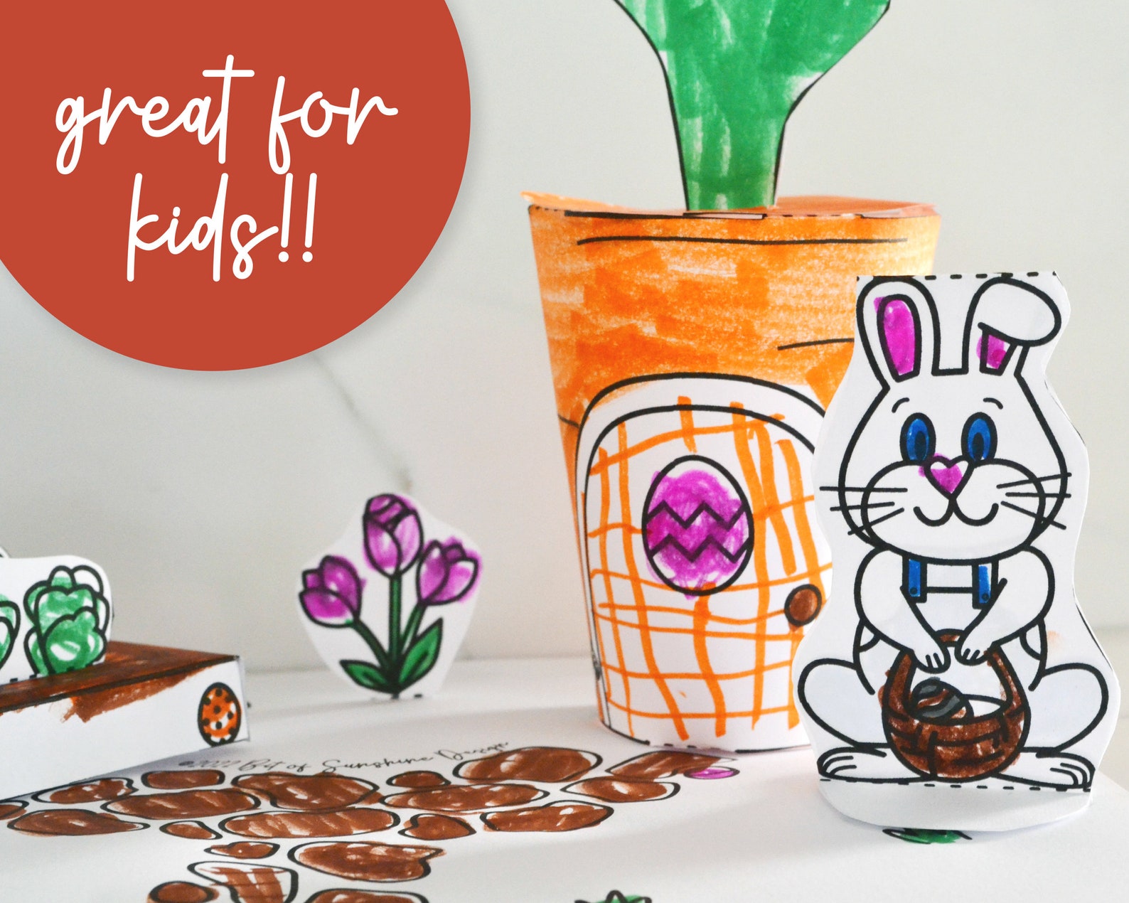 Easter Bunny Paper House Printable Activity for Kids, Easter Craft ...