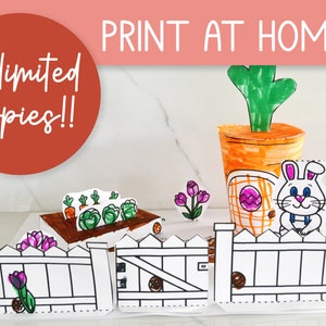 Easter Bunny Paper House Printable Activity for Kids, Easter Craft ...