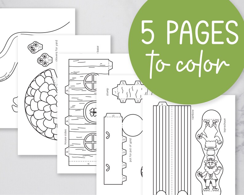 Leprechaun Paper House Printable Activity for Kids, St. Patrick’s Day ...