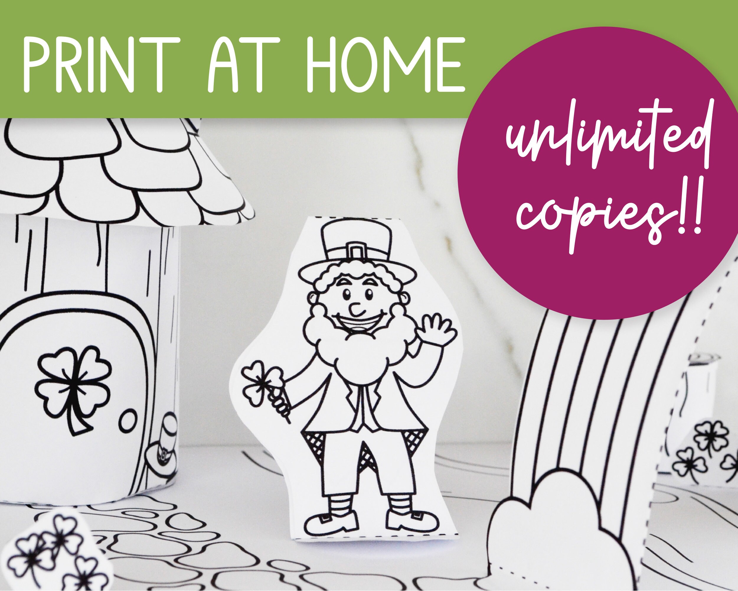 Leprechaun Paper House Printable Activity for Kids, St. Patrick’s Day ...