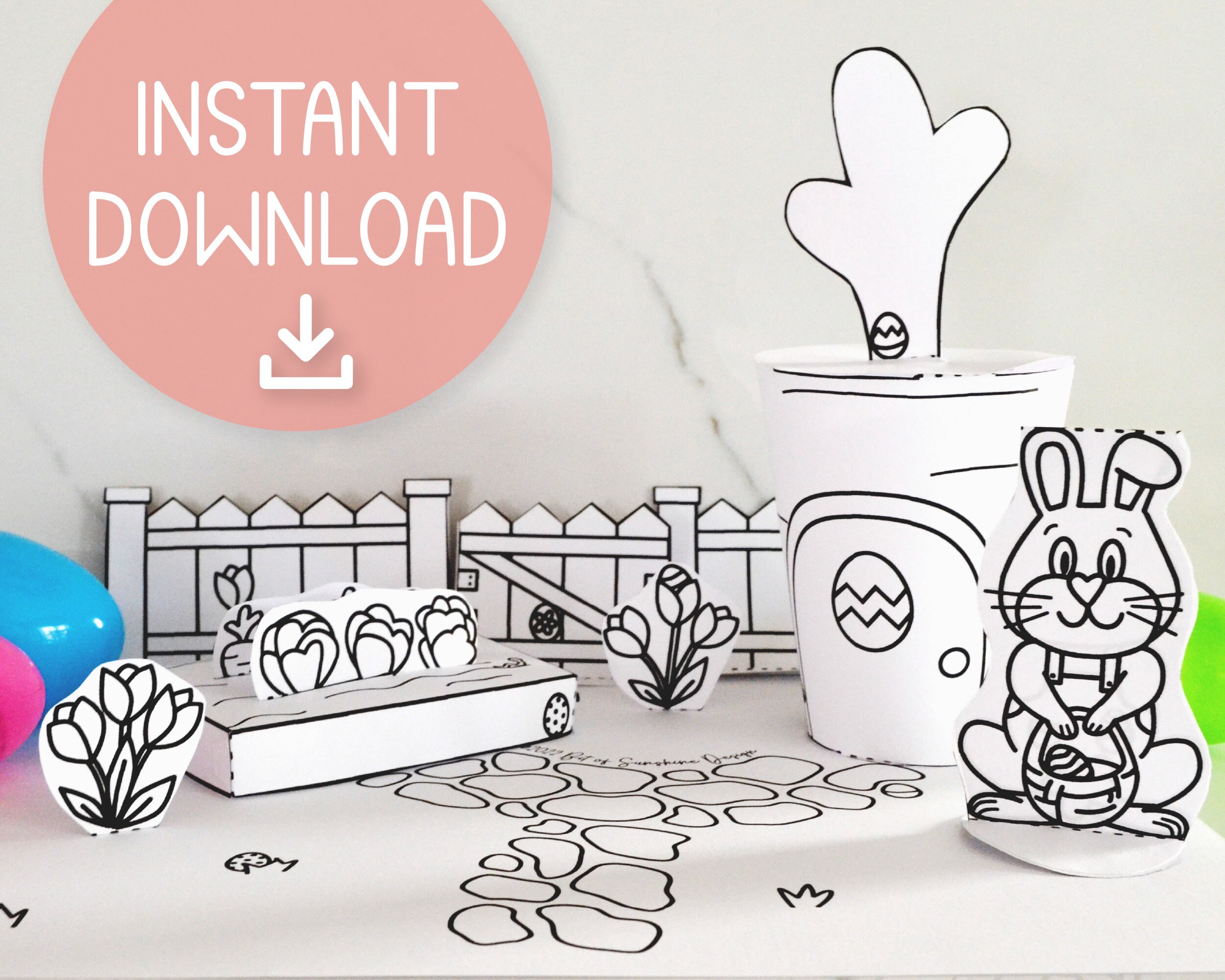 Easter Bunny Paper House Printable Activity for Kids, Easter Craft ...