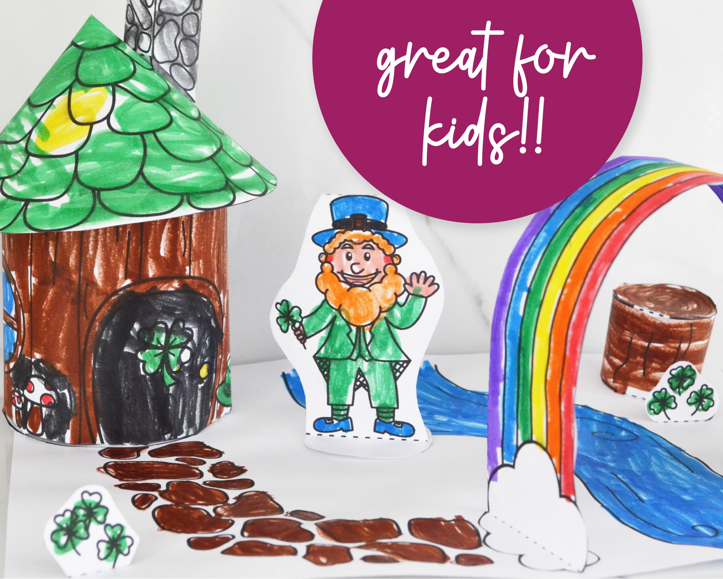 Leprechaun Paper House Printable Activity for Kids, St. Patrick’s Day ...