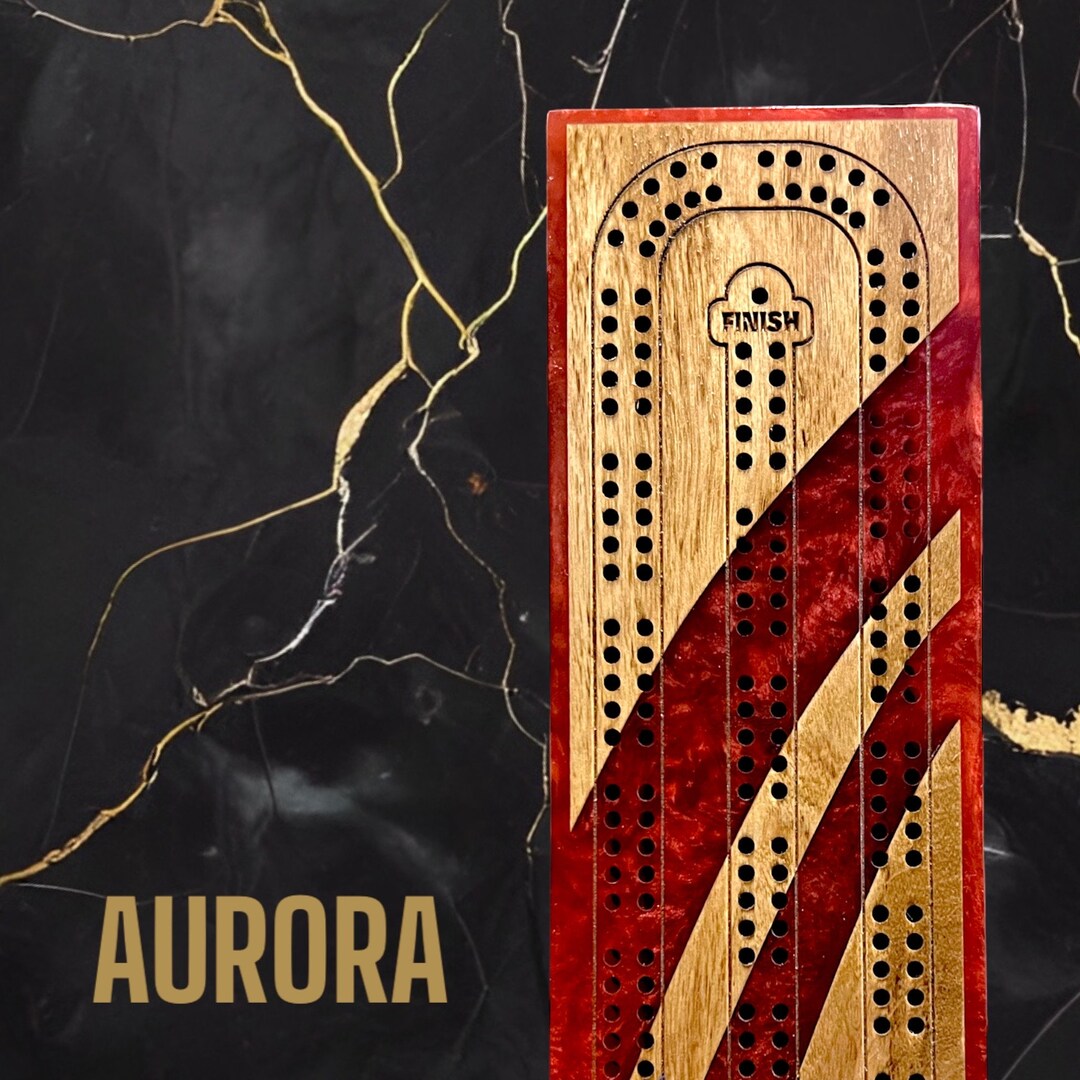 Wine Red Aurora Series Cribbage Board | Beautiful Hardwood & Epoxy ...