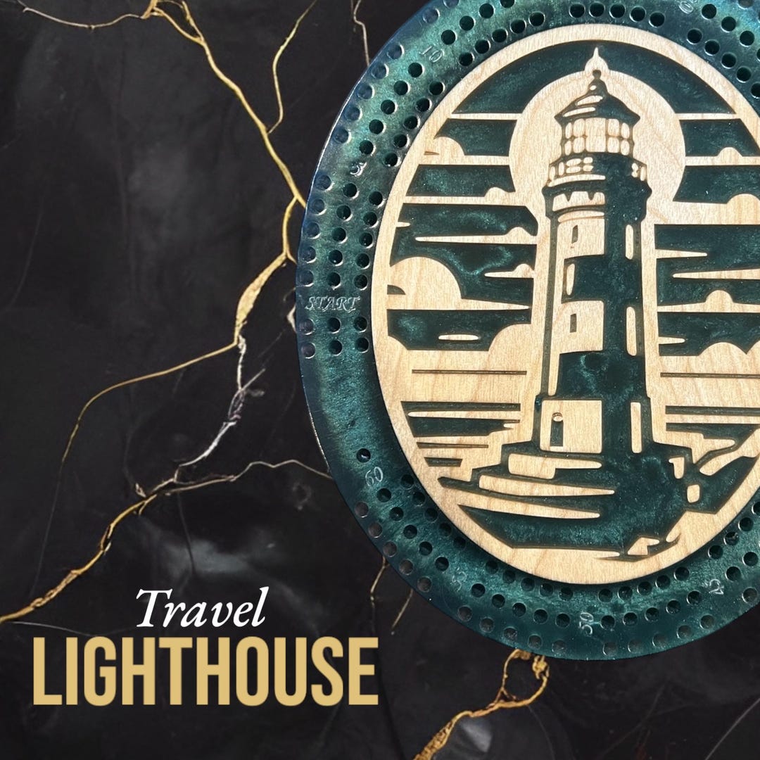 Dark Malachite Lighthouse Travel Series Cribbage Board | Beautiful ...