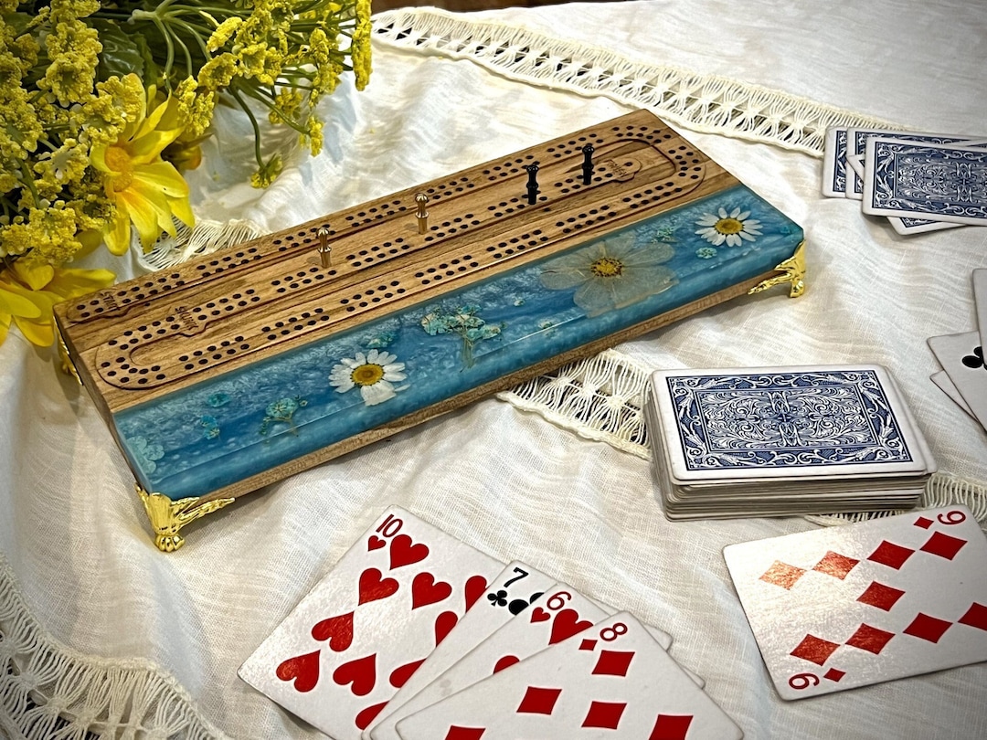 Floral Cribbage Board Flowers Cribbage Board Gift Flower Epoxy Cribbage ...