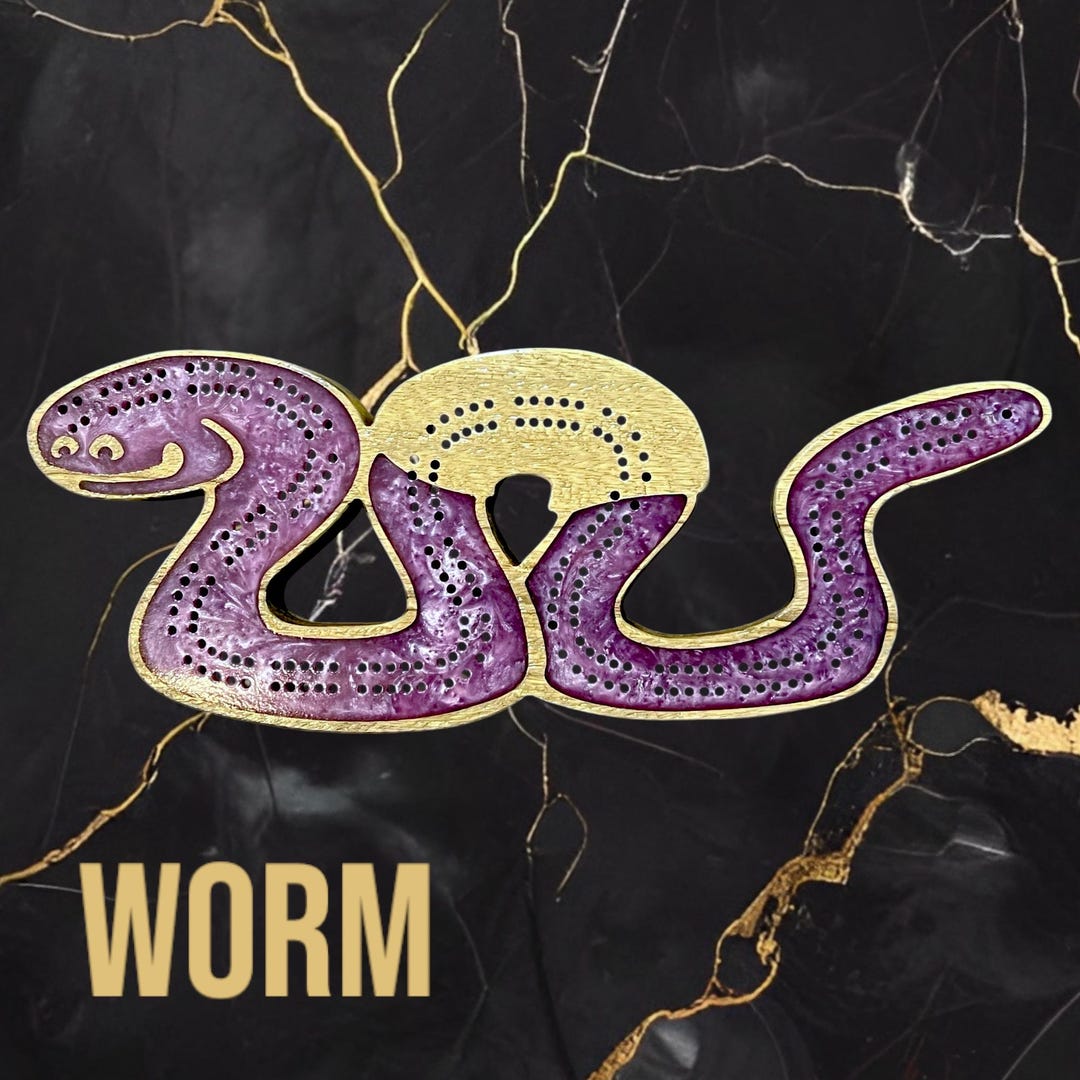 Lilac Luster Worm Cribbage Board | Beautiful Hardwood & Epoxy Resin ...